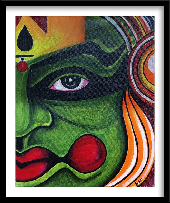 Kathakali Half Face Kathkali Face Acrylic Painting On Canvas | Art By